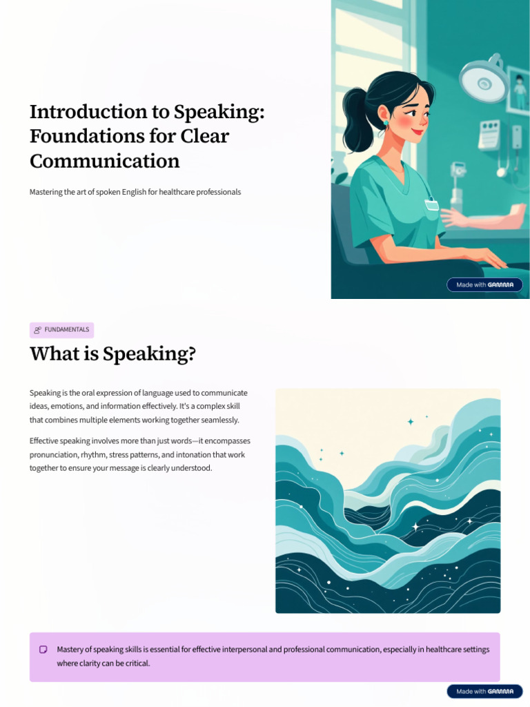 Introduction to Speaking Foundations for Clear Communication | PDF ...