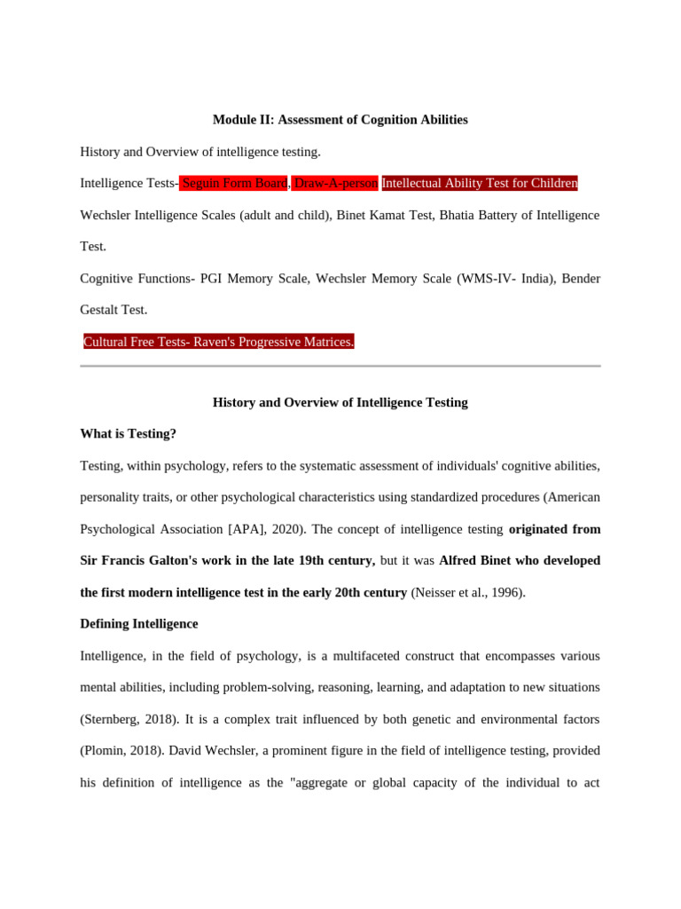 ADCP Module 2 | PDF | Wechsler Adult Intelligence Scale | Intelligence ...