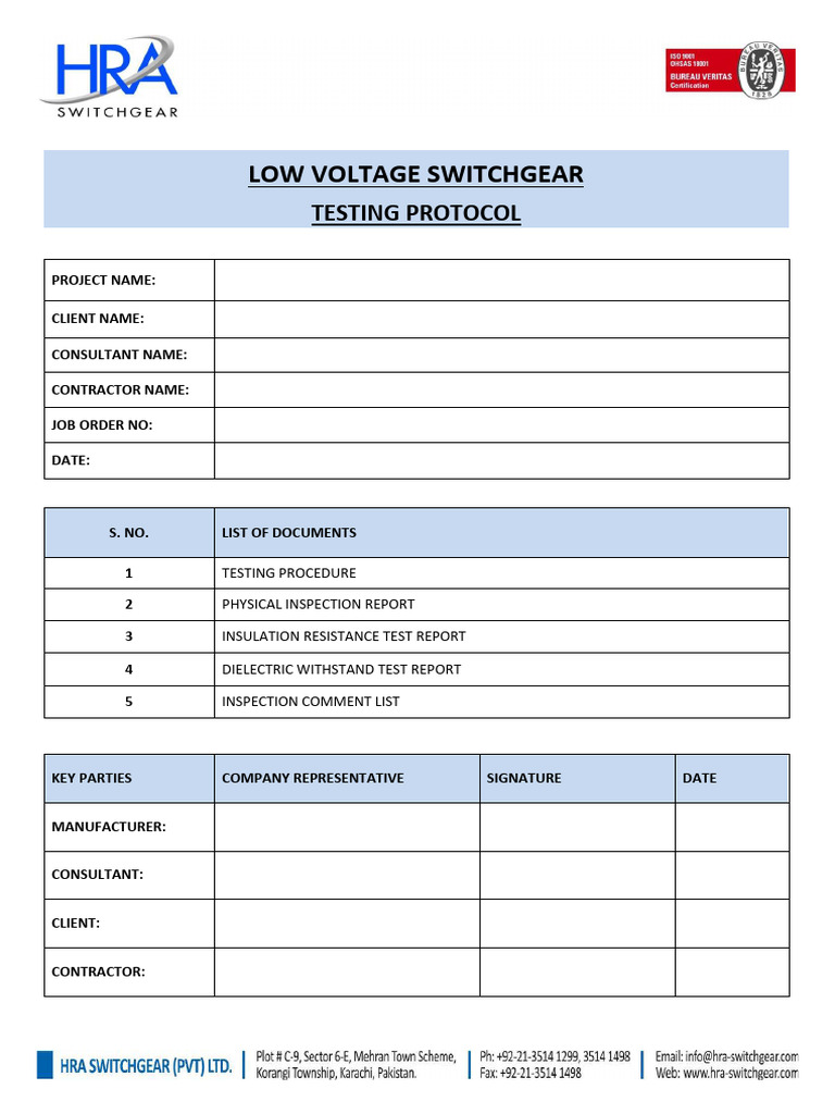 0. LV Testing Protocol | PDF