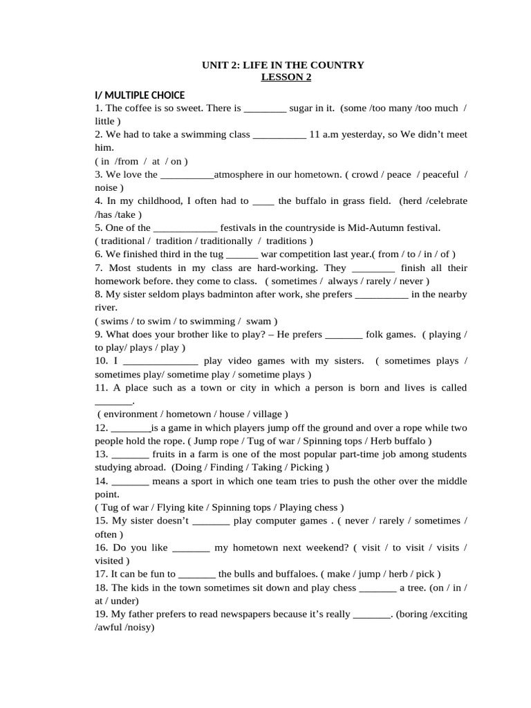 UNIT 2 lesson 2,3 | PDF