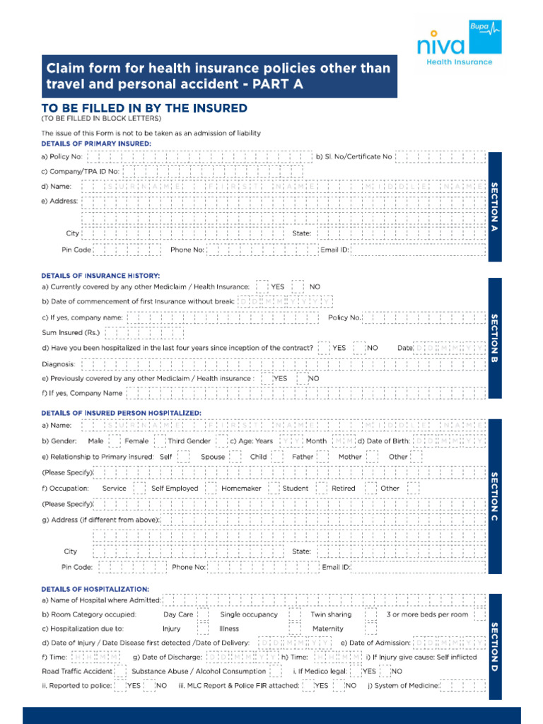 Niva Bupa Claim Form | PDF