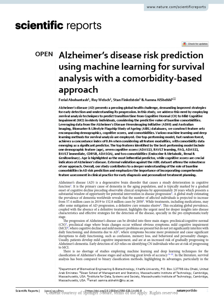 02 Alzheimers Disease Risk Prediction Using Machine | PDF | Dementia ...