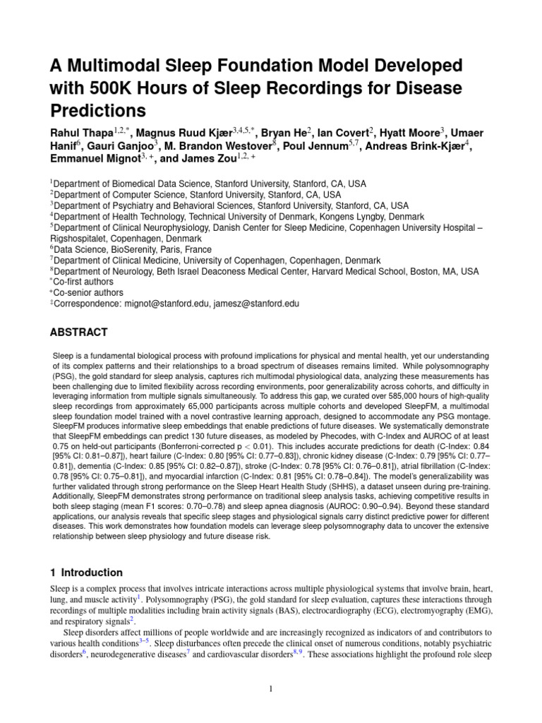 mutlimodal sleep foundation model | PDF | Sleep | Medicine