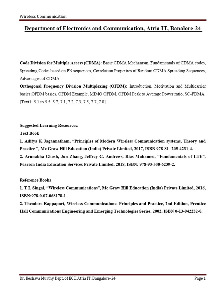 CDMA and OFDM in Wireless Communication | PDF