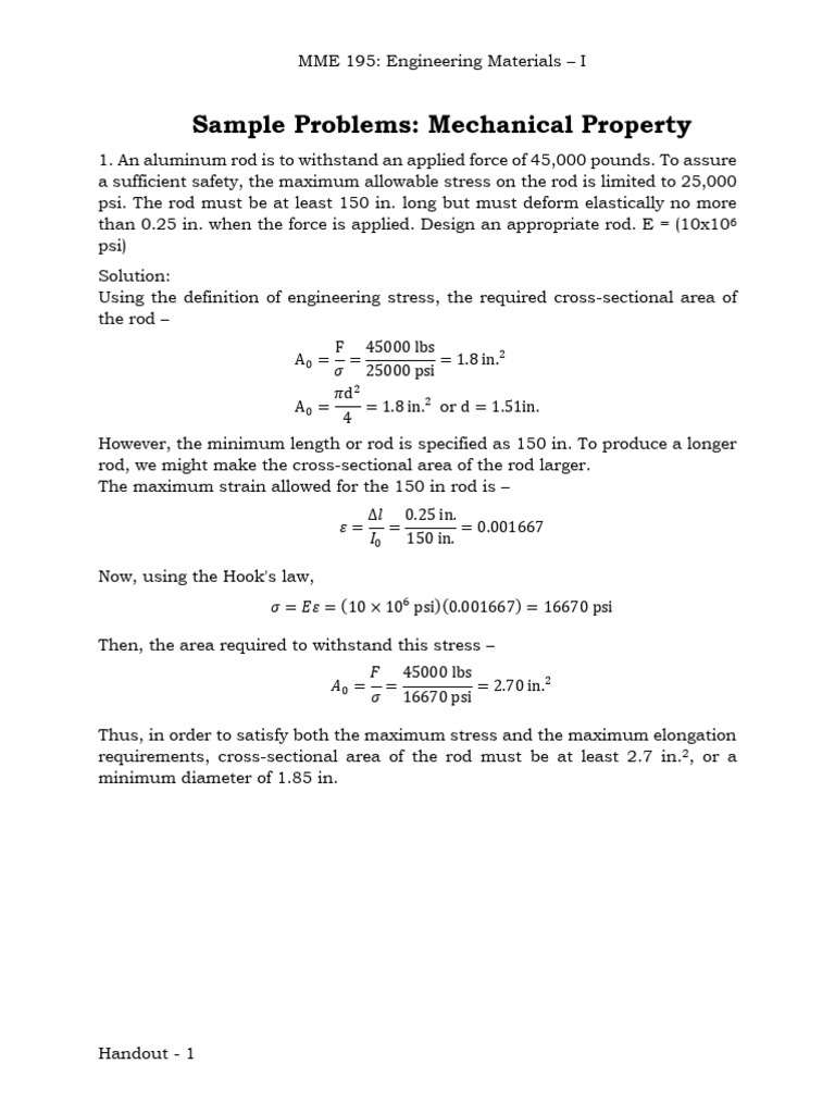 Handout 1 | PDF | Deformation (Engineering) | Stress (Mechanics)