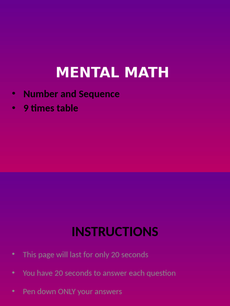 Mental Math Week 3 | PDF