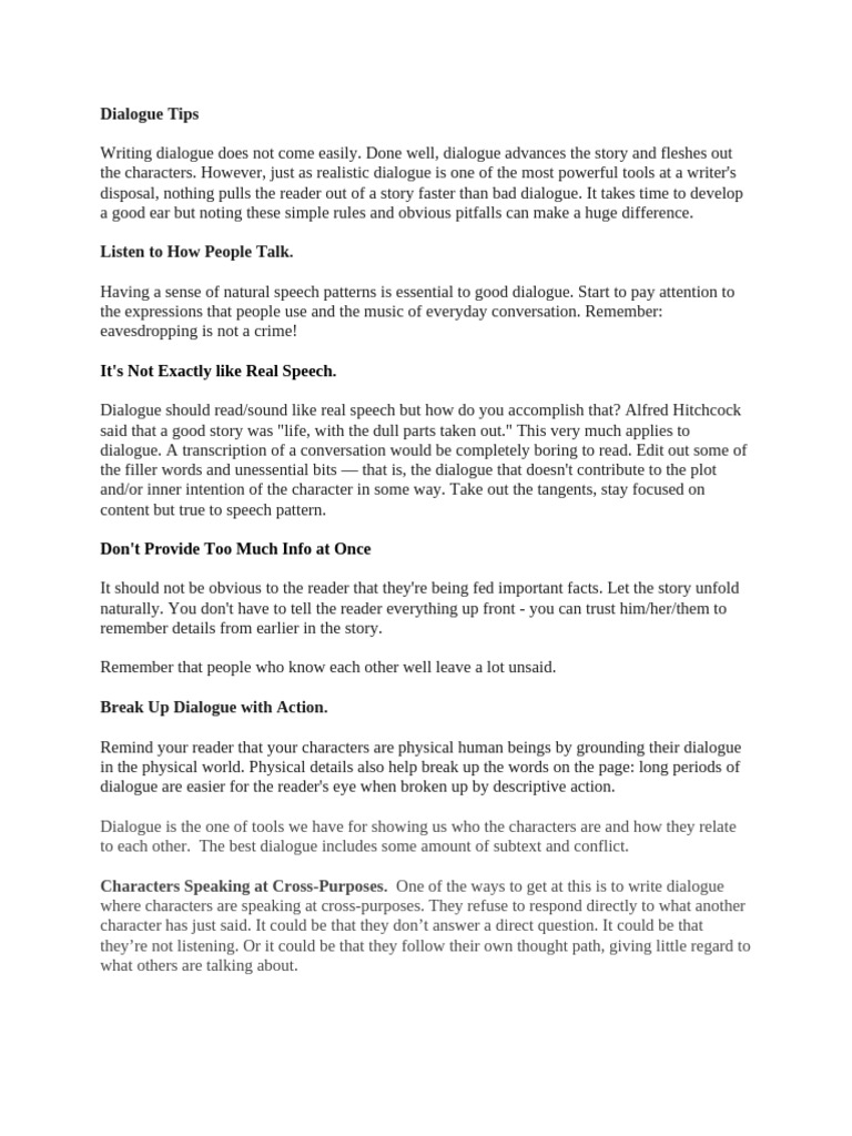 Effective Dialogue Writing Tips | PDF
