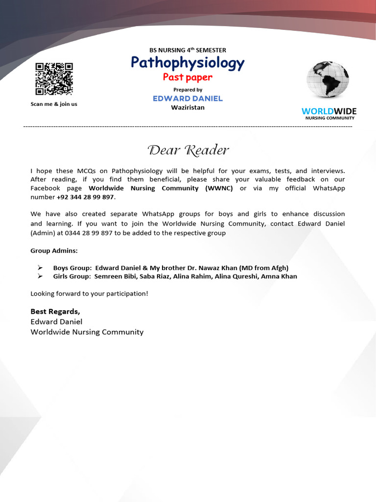 Solved Past Paper of Pathophysiology-II For BS Nursing 4th Semester ...