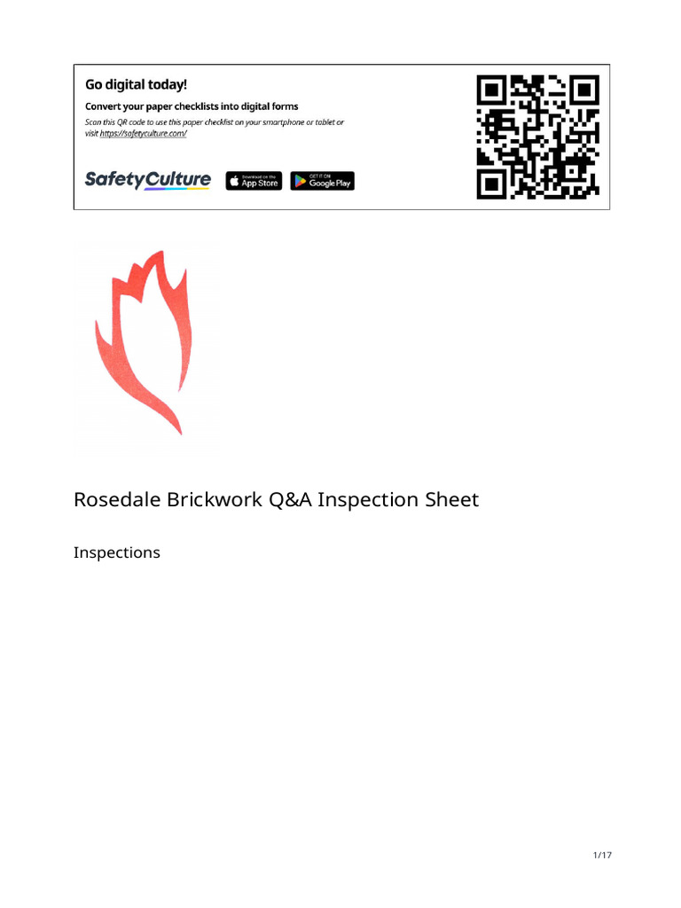 Rosedale Brickwork QA Inspection Sheet | PDF | Building Technology ...