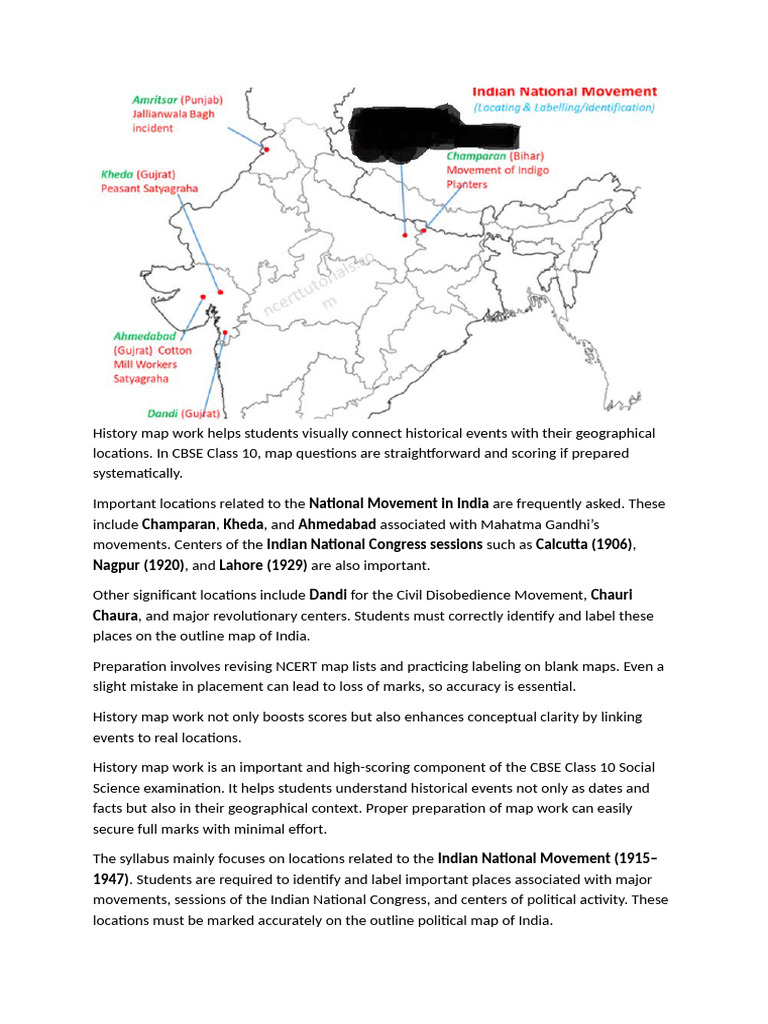 CBSE Class 10 History Map Preparation | PDF | Mahatma Gandhi | Indian ...