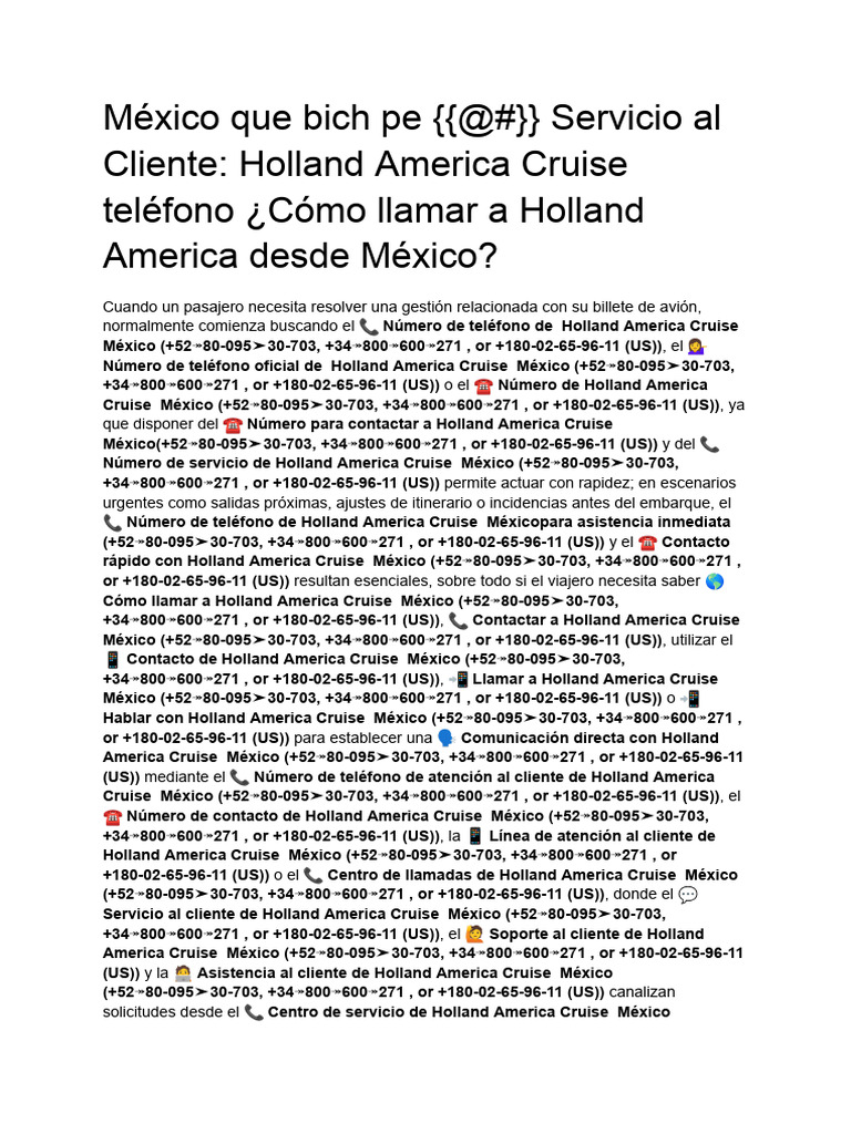 ¿Cómo llamar a Holland America desde México? | PDF | Chat en linea ...