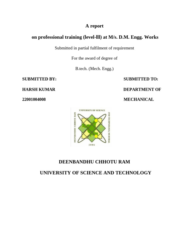 training report 4008 | PDF | Manual Transmission | Mechanical Engineering