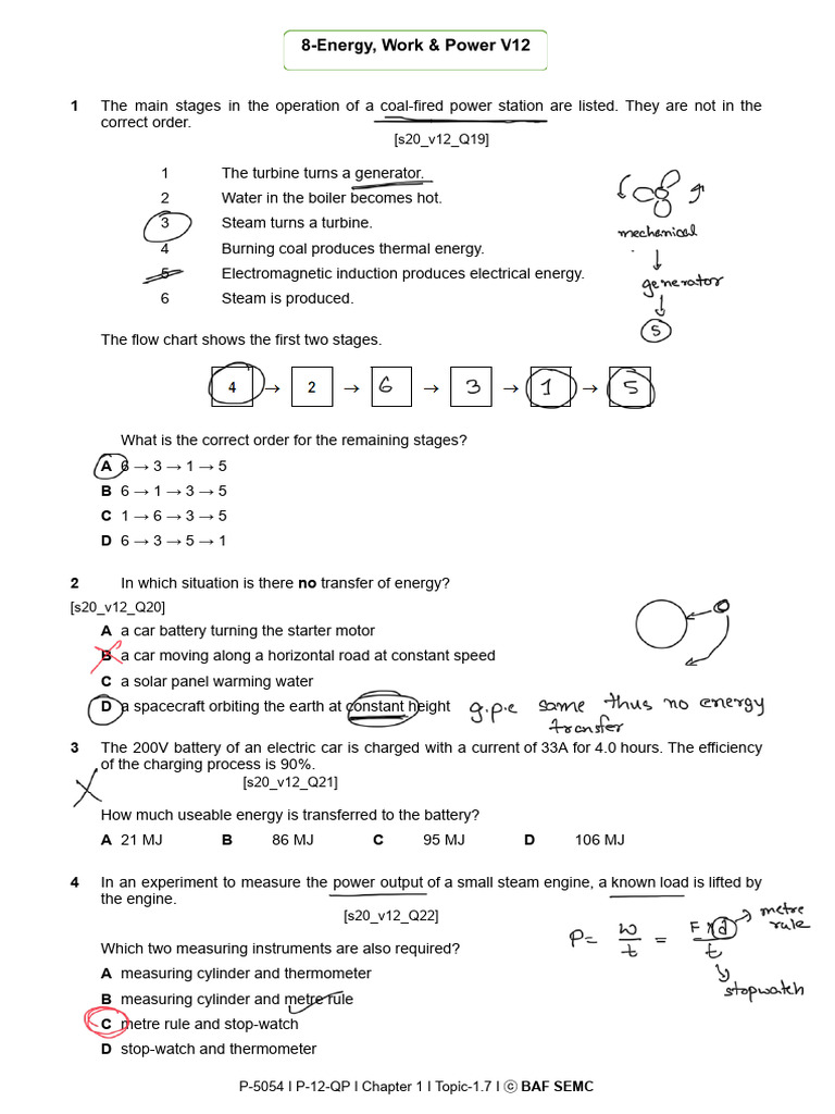 1.7 Energy Work Power P1 V12.Docx | PDF | Force | Potential Energy