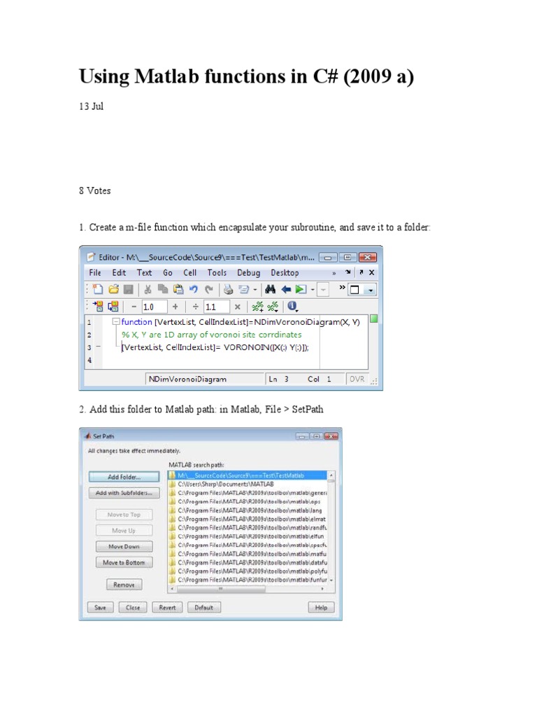 Using Matlab Functions In C Pdf Matlab C Sharp Programming Language 