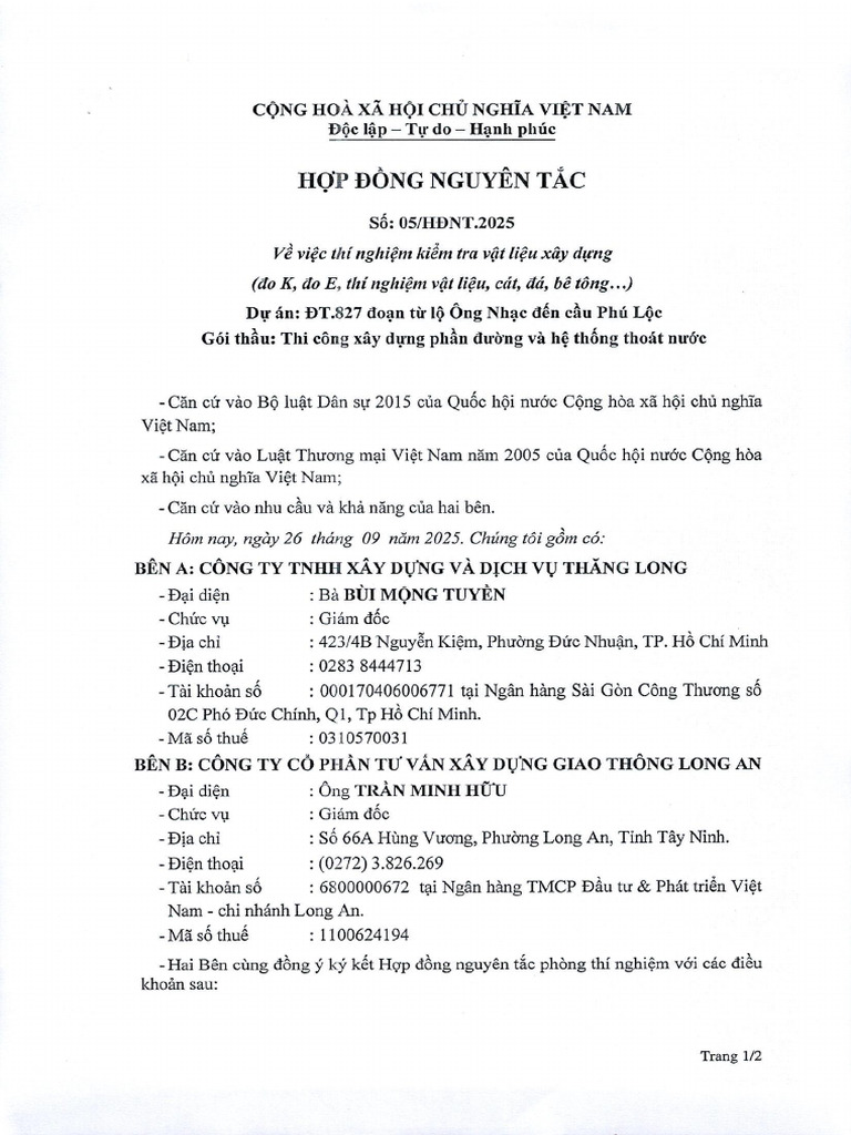 Hop Dong Nguyen Tac - 0001 | PDF