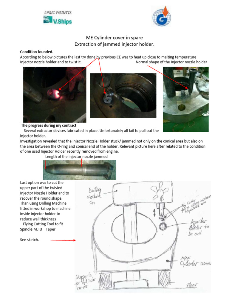 ME Cylinder Cover JAmmed Injector | PDF | Drill | Valve
