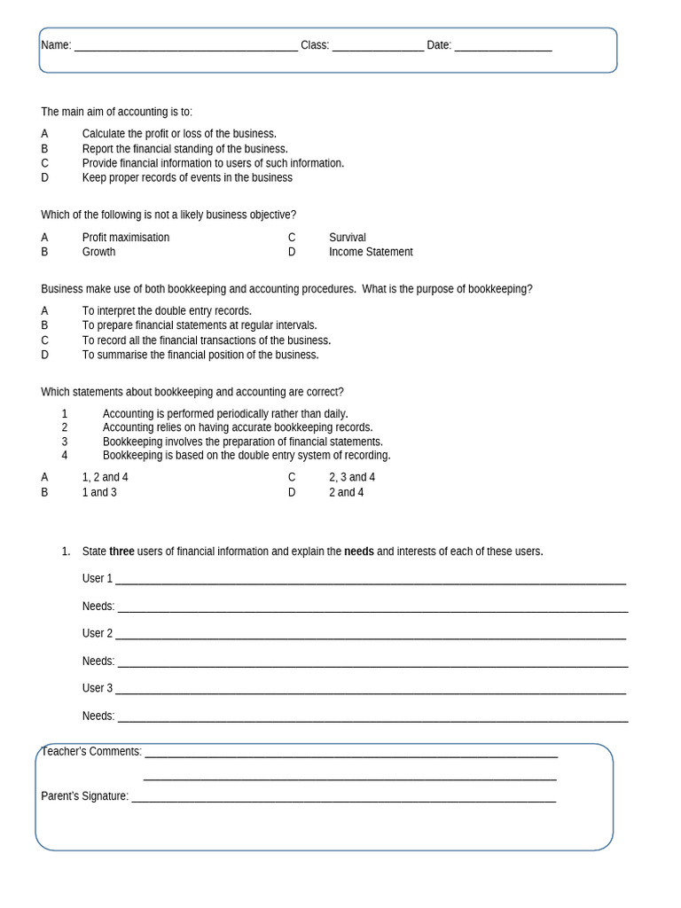 Worksheet 1 | PDF