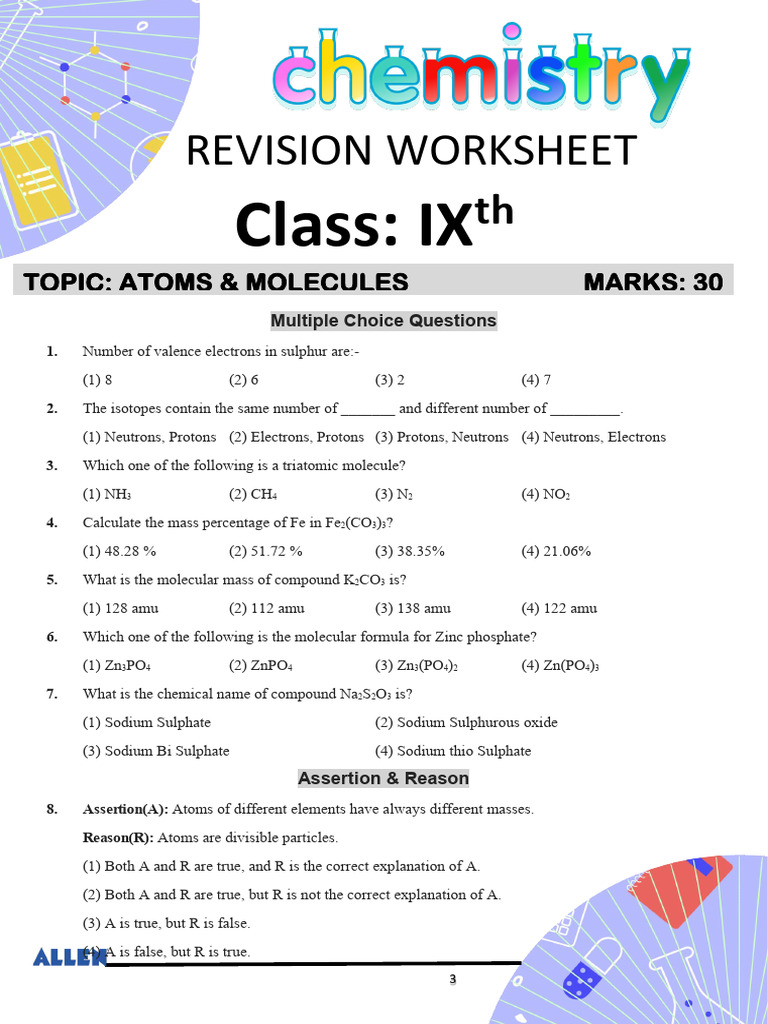 Class IX Chemistry ATOMS MOLECULES f18ba1d4 b11d 4cf5 a6bc d123b50eb3ff ...