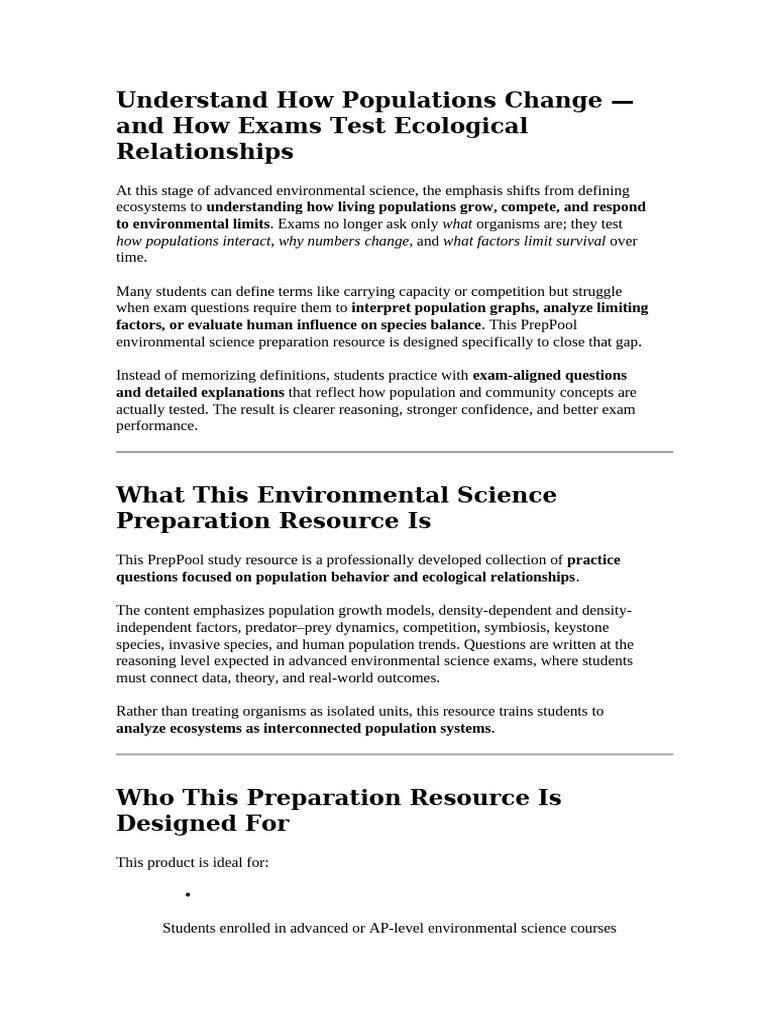 Understand How Populations Change — and How Exams Test Ecological ...