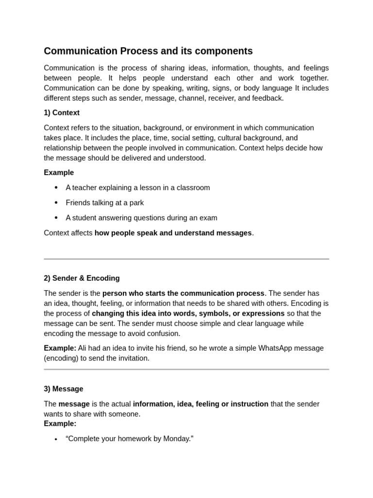 Communication Process and Its Components | PDF | Communication | Human ...