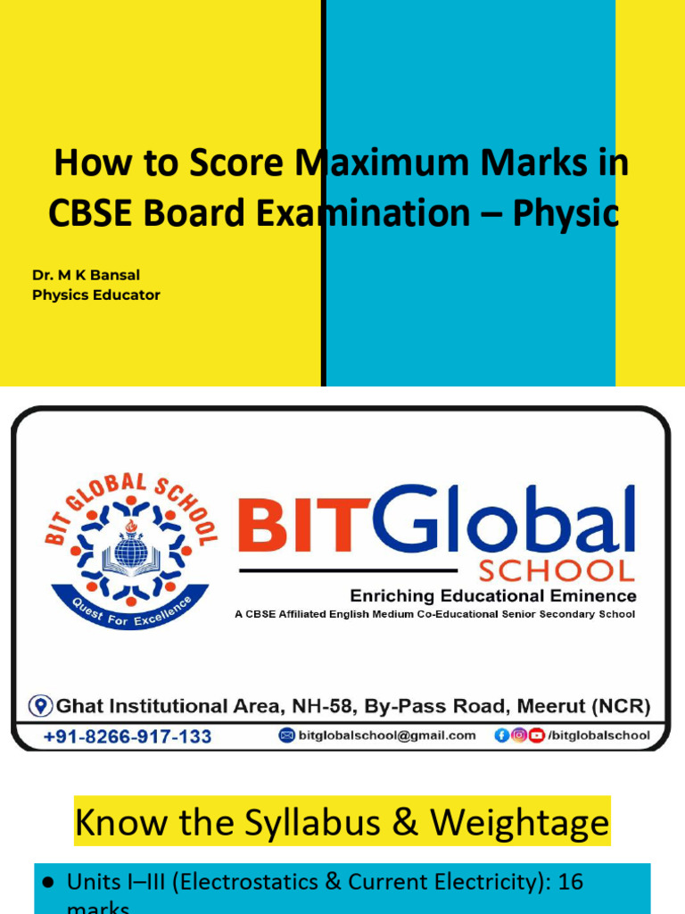 How to Score Maximum Marks in Cbse Board Examination of Physics | PDF