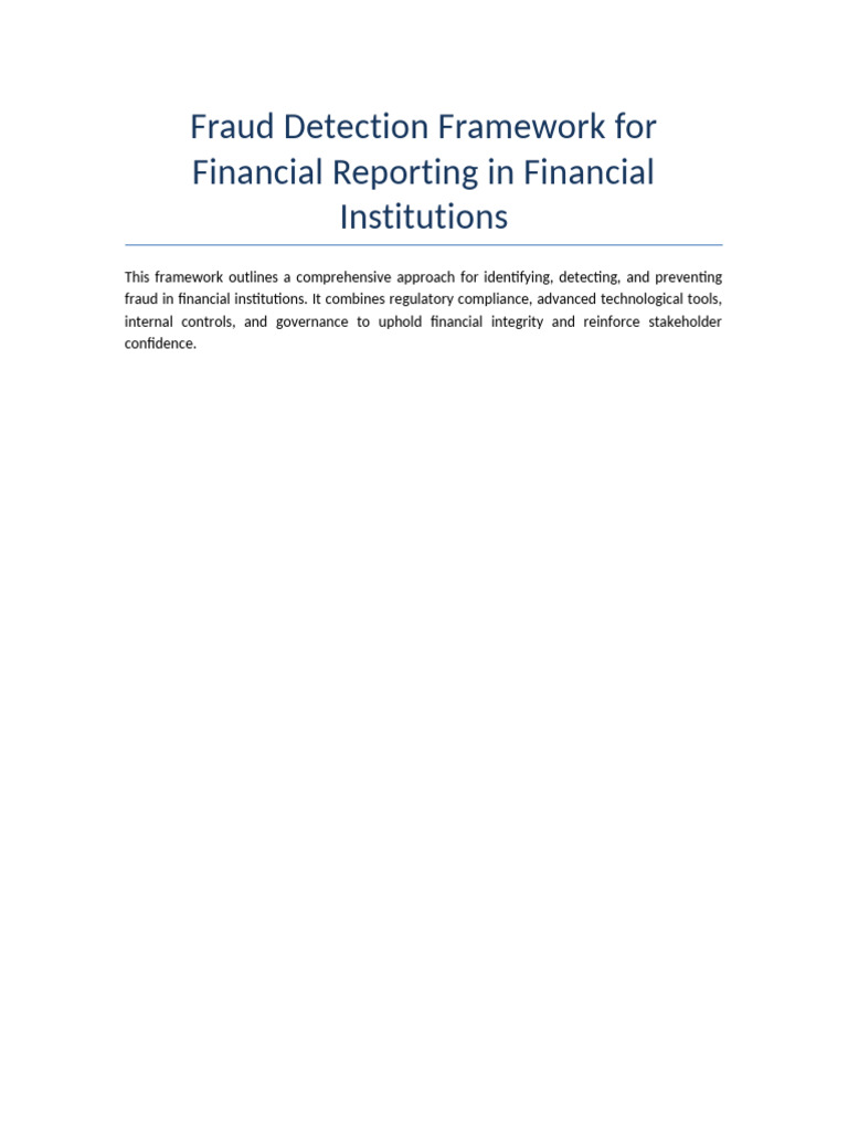 Fraud Detection Framework for Finance | PDF