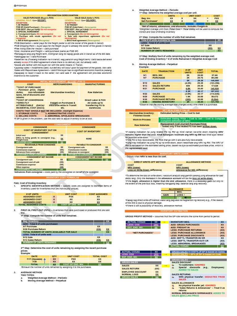 Inventory Recognition and Costing Guide | PDF | Inventory | Sales
