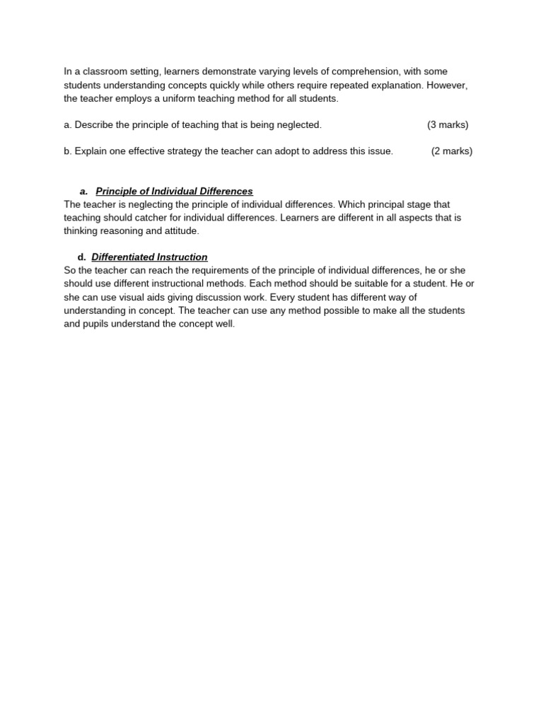In a Classroom Setting, Learners Demonstrate Varying Levels of ...