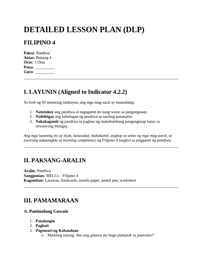 Detailed Lesson Plan | PDF