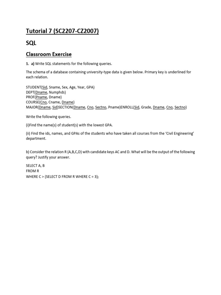 Tutorial 7(5) | PDF | Sql | Data Model