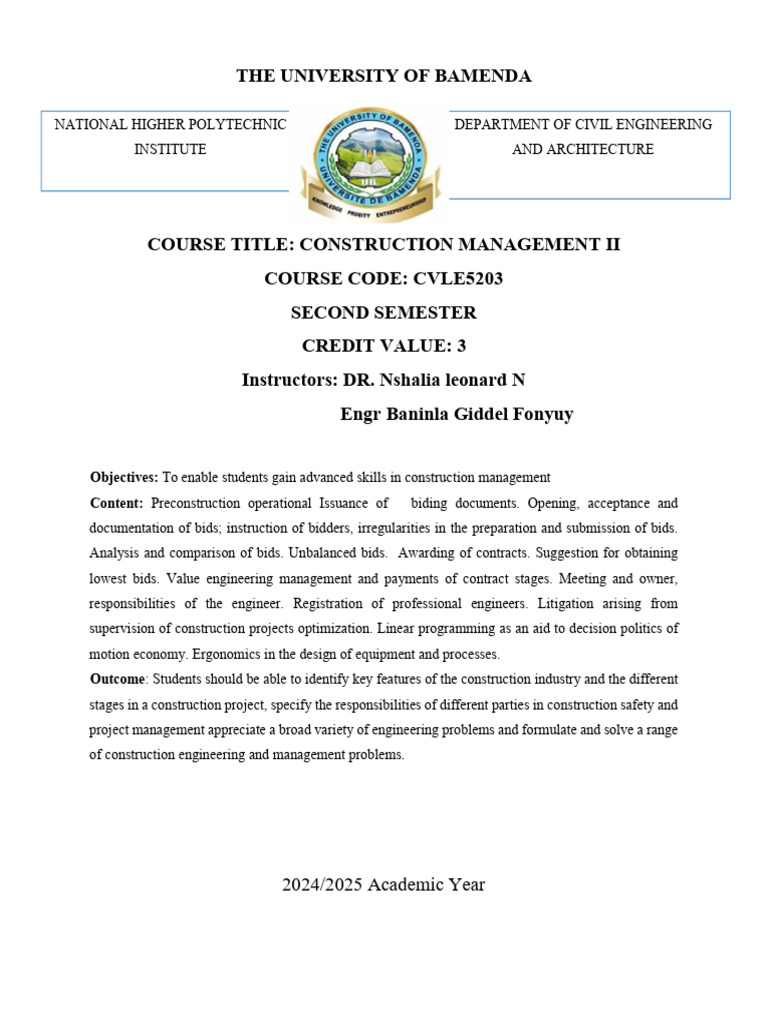 Construction Management 2025 | PDF | Private Law | Law Of Obligations