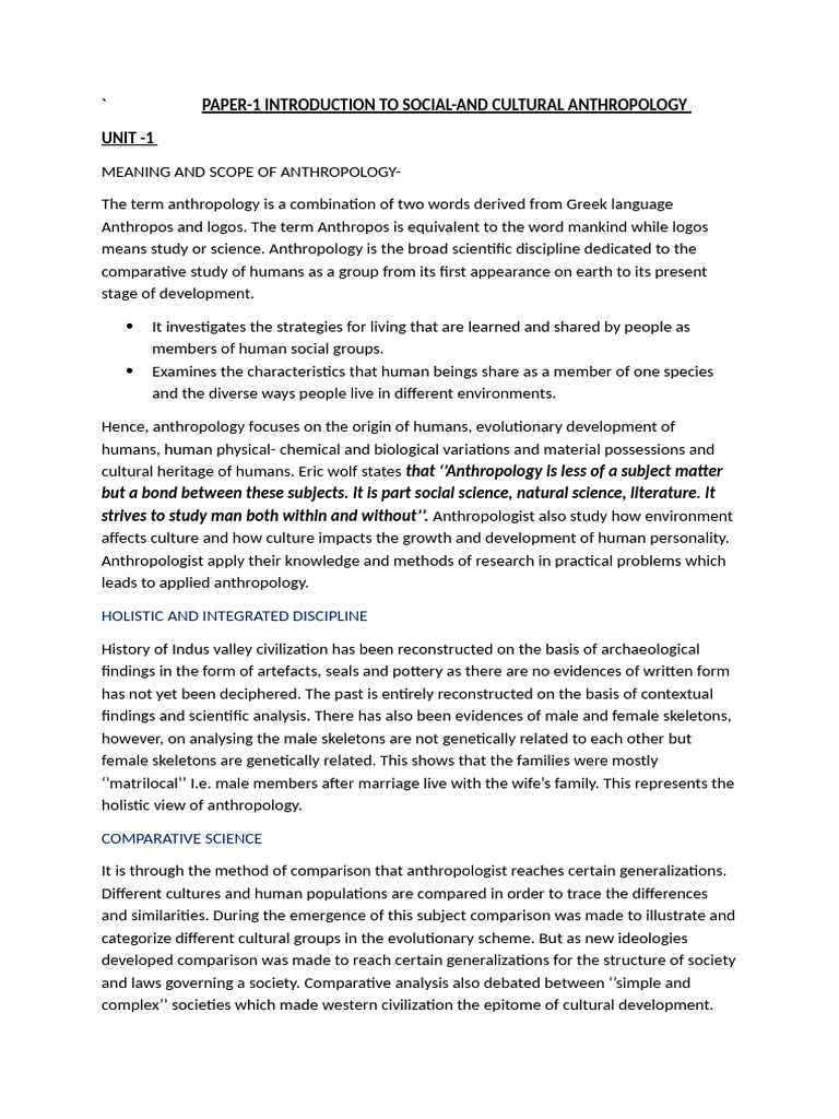 social and cultural anthropology | PDF | Anthropology | Field Research