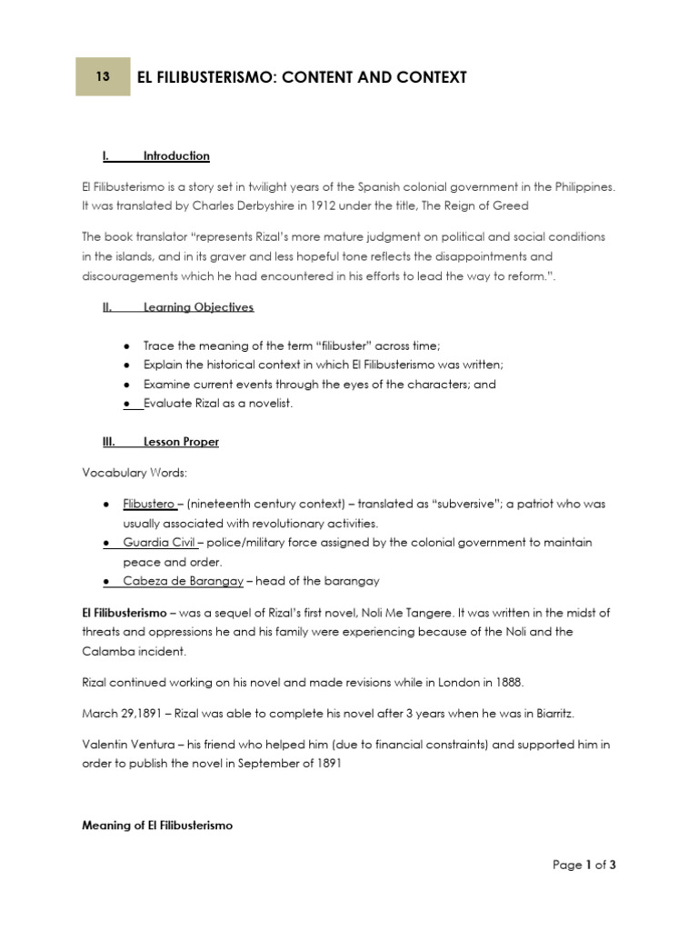 Module 14 El Fili Content and Context | PDF | Spanish East Indies