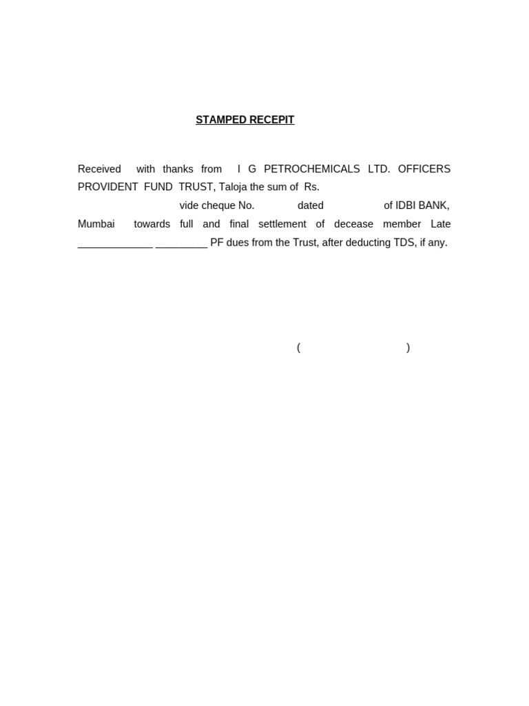 Ig Stamped Recepit Pf Trust Death | PDF