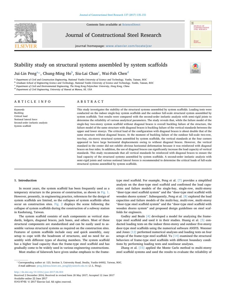 Stability Analysis of System Scaffolds | PDF | Scaffolding | Elasticity ...