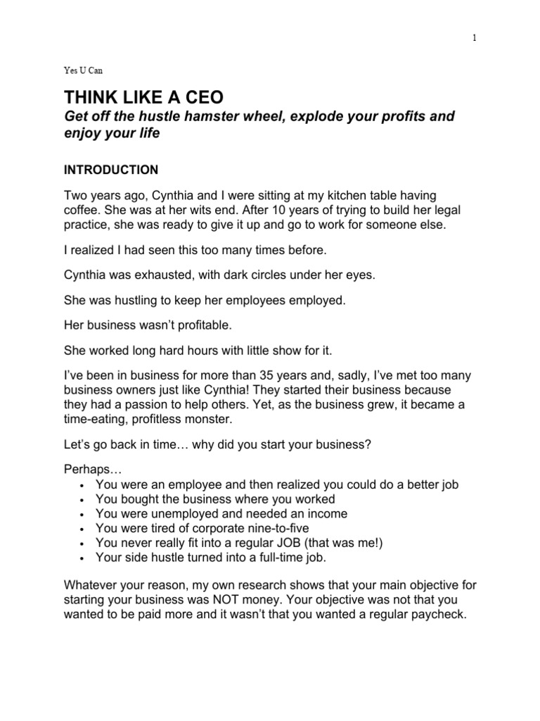 CEO Mindset for Business Freedom | PDF | Entrepreneurship | Marketing