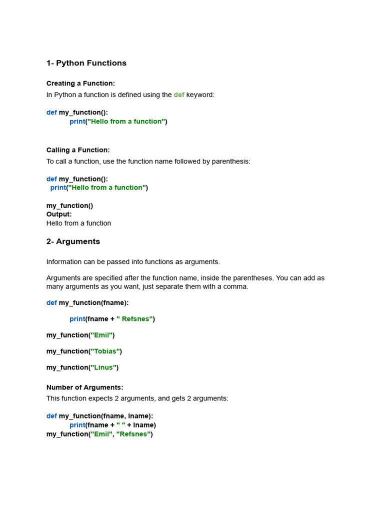 Python Functions | PDF | Parameter (Computer Programming) | Software Development