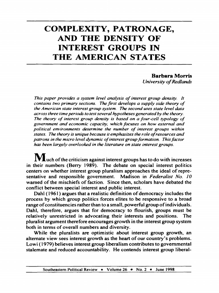 Southeastern Political Review - 2008 - Morris - Complexity Patronage ...