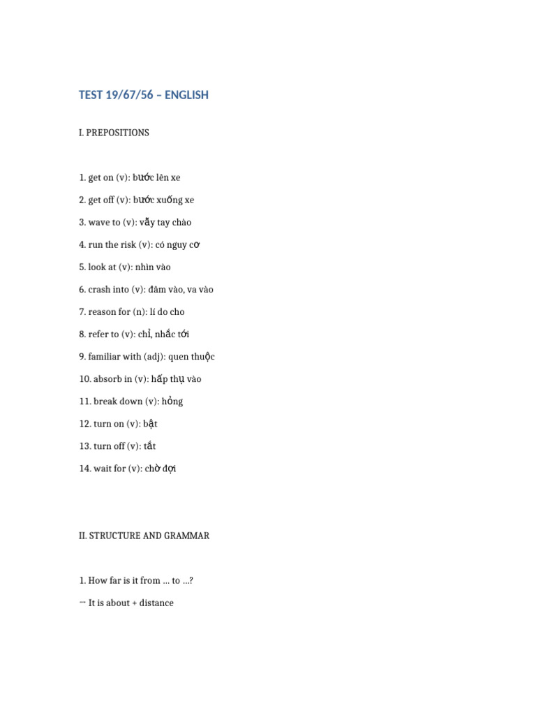 de_tieng_anh_day_du | PDF | Traffic | Transport