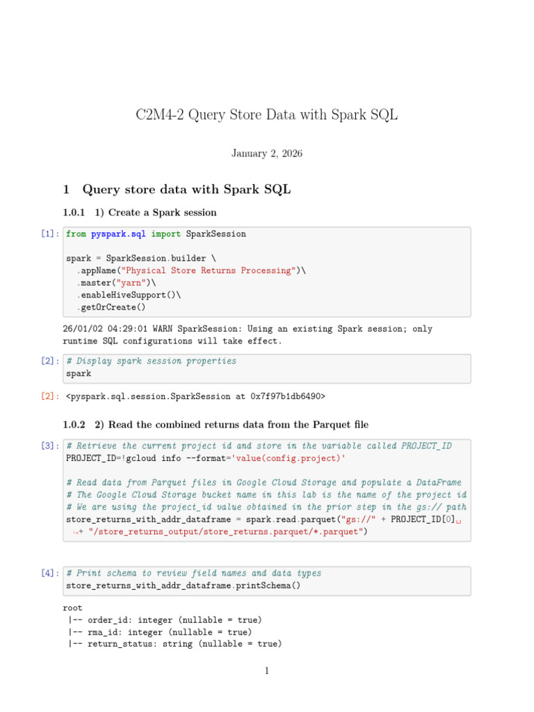 C2M4-2 Query Store Data with Spark SQL | PDF | Sql | Databases