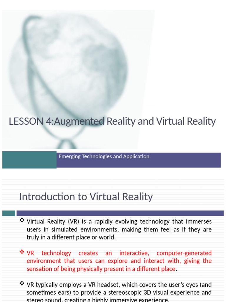 VR and AR | PDF | Virtual Reality | Augmented Reality