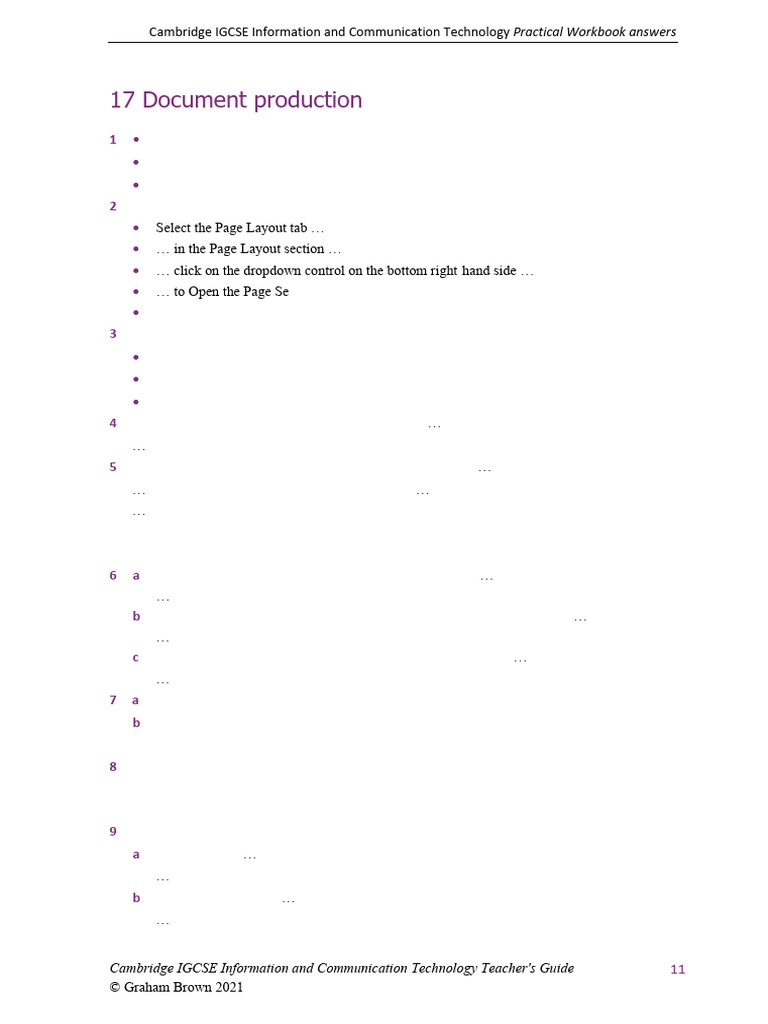 IGCSE ICT Practical Workbook Answers | PDF | Paragraph | Computing