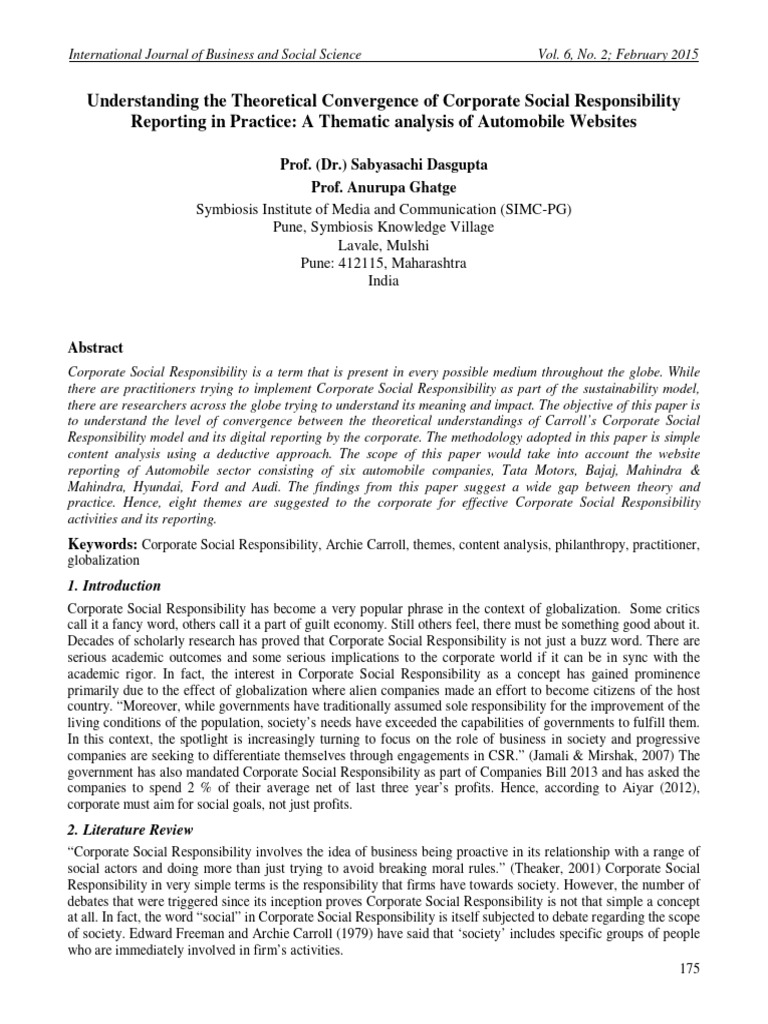 CSR Reporting in Automobile Websites | PDF | Corporate Social ...