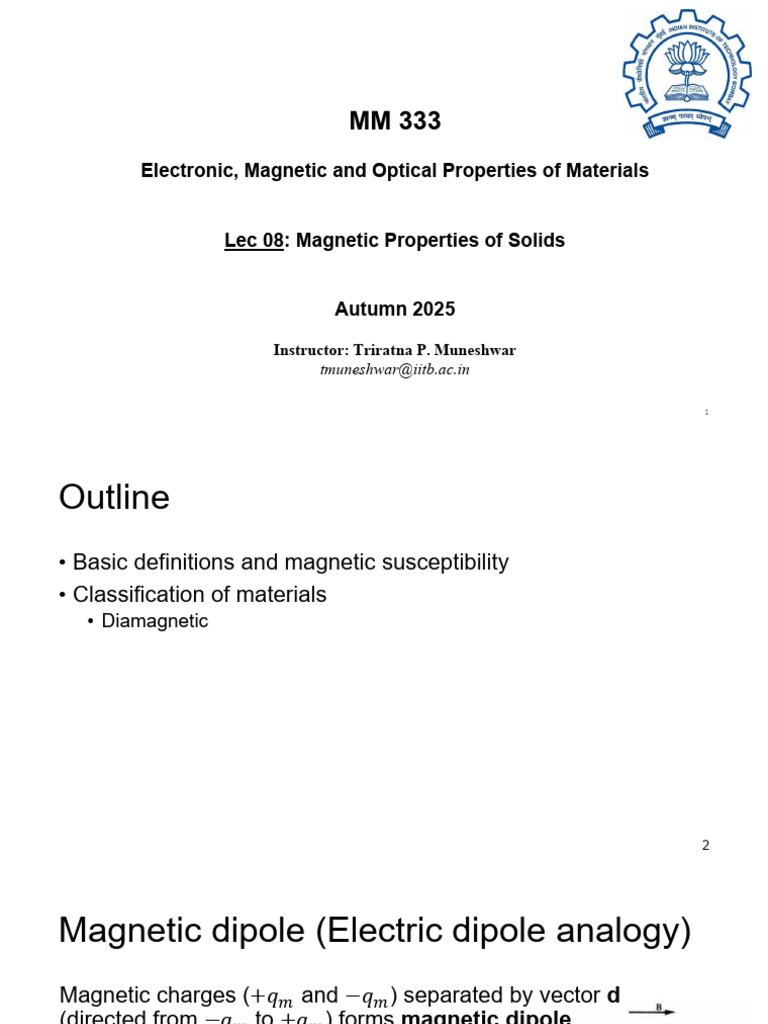 Magnetic Properties of Solids Overview | PDF | Ferromagnetism | Magnetism