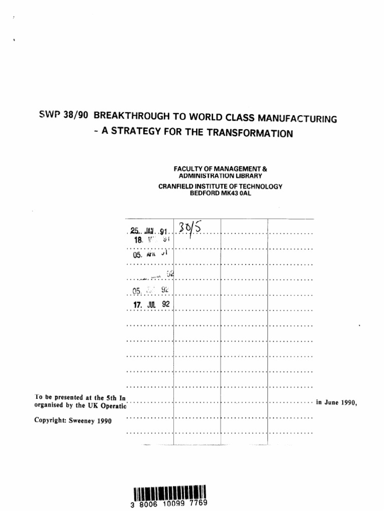 World Class Manufacturing Strategy Guide | PDF | Competitive Advantage ...