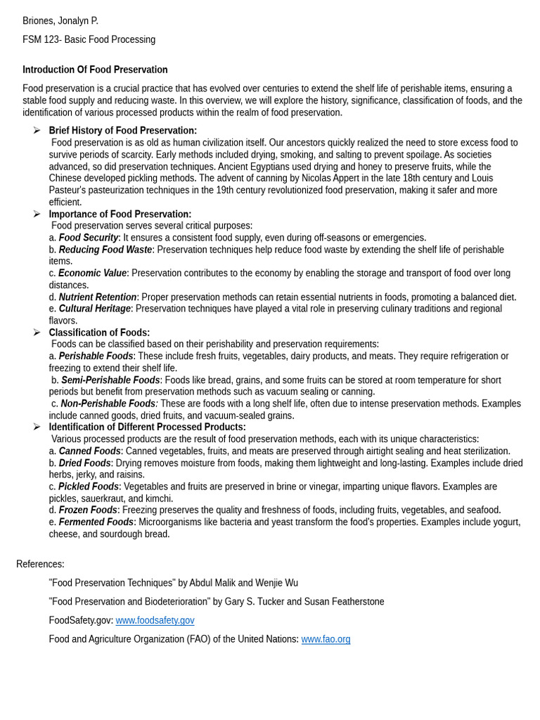Overview of Food Preservation Methods | PDF | Food Preservation | Foods