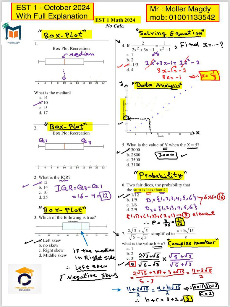 EST 1 Math October 2024_ With Explanation .MR .Moller | PDF | Triangle ...