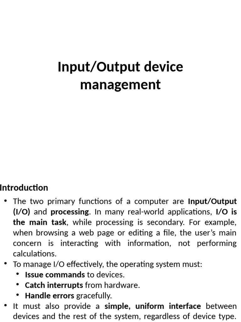Io Device Management | PDF | Input/Output | Hard Disk Drive