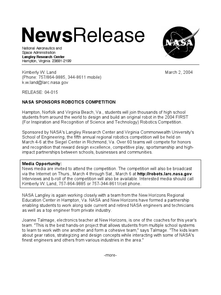 NASA: 71341main 04-015 | PDF | Science And Technology