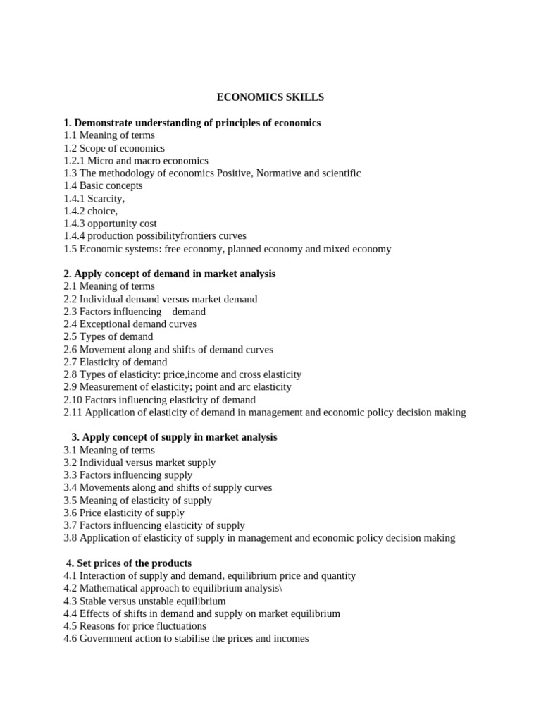 Comprehensive Economics Skills Guide | PDF | Economics | Demand